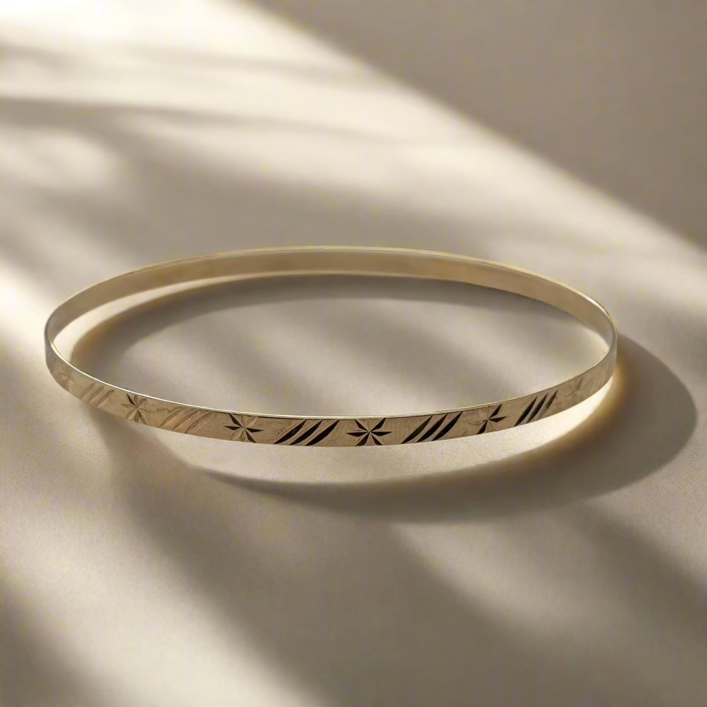 Antique 9ct Yellow Gold Star Patterned Bangle – Bensons of Ludlow