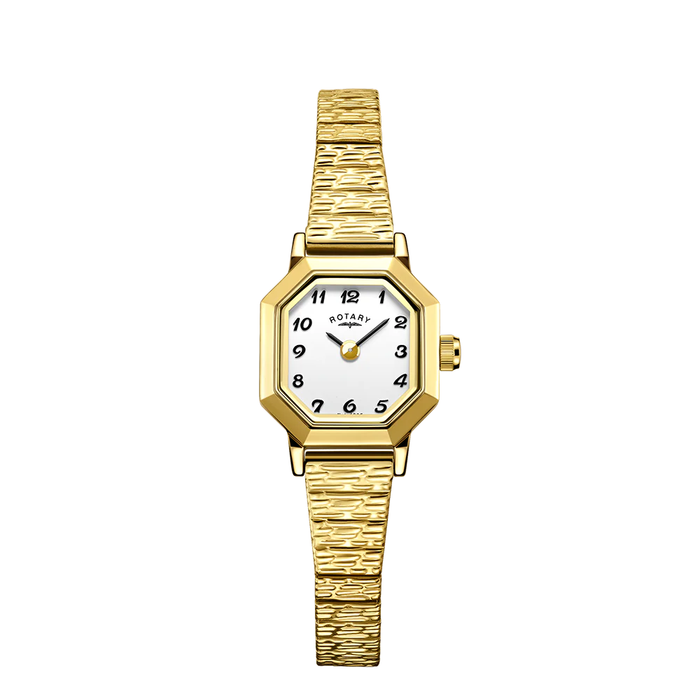 Rotary Ladies Octagonal Gold Plated Expanding Bracelet Watch – Bensons ...