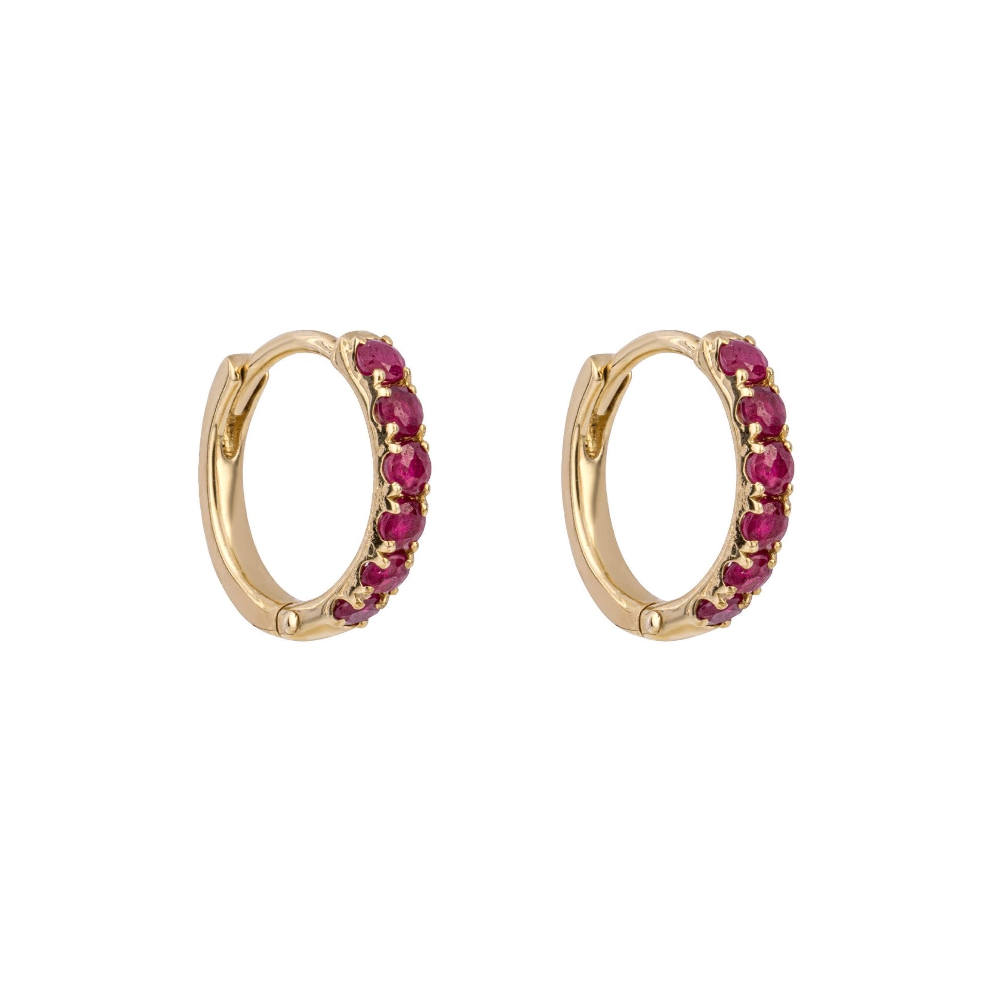 9ct Yellow Gold Ruby Huggie Hoop Earrings – Bensons of Ludlow