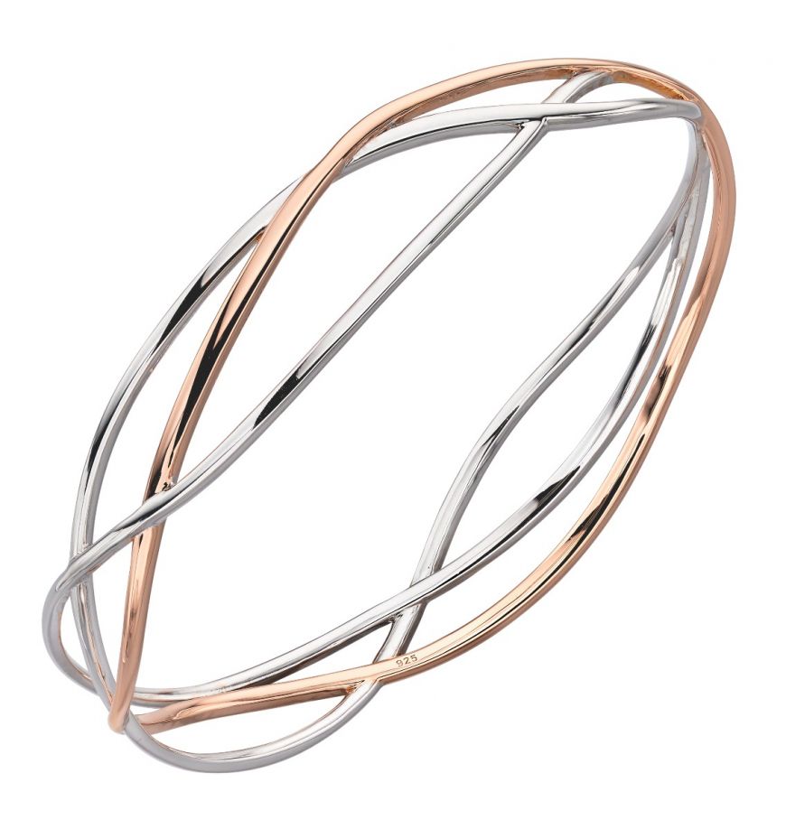 Sterling Silver & Rose Gold Interlocking Strand Bangle – Bensons of Ludlow